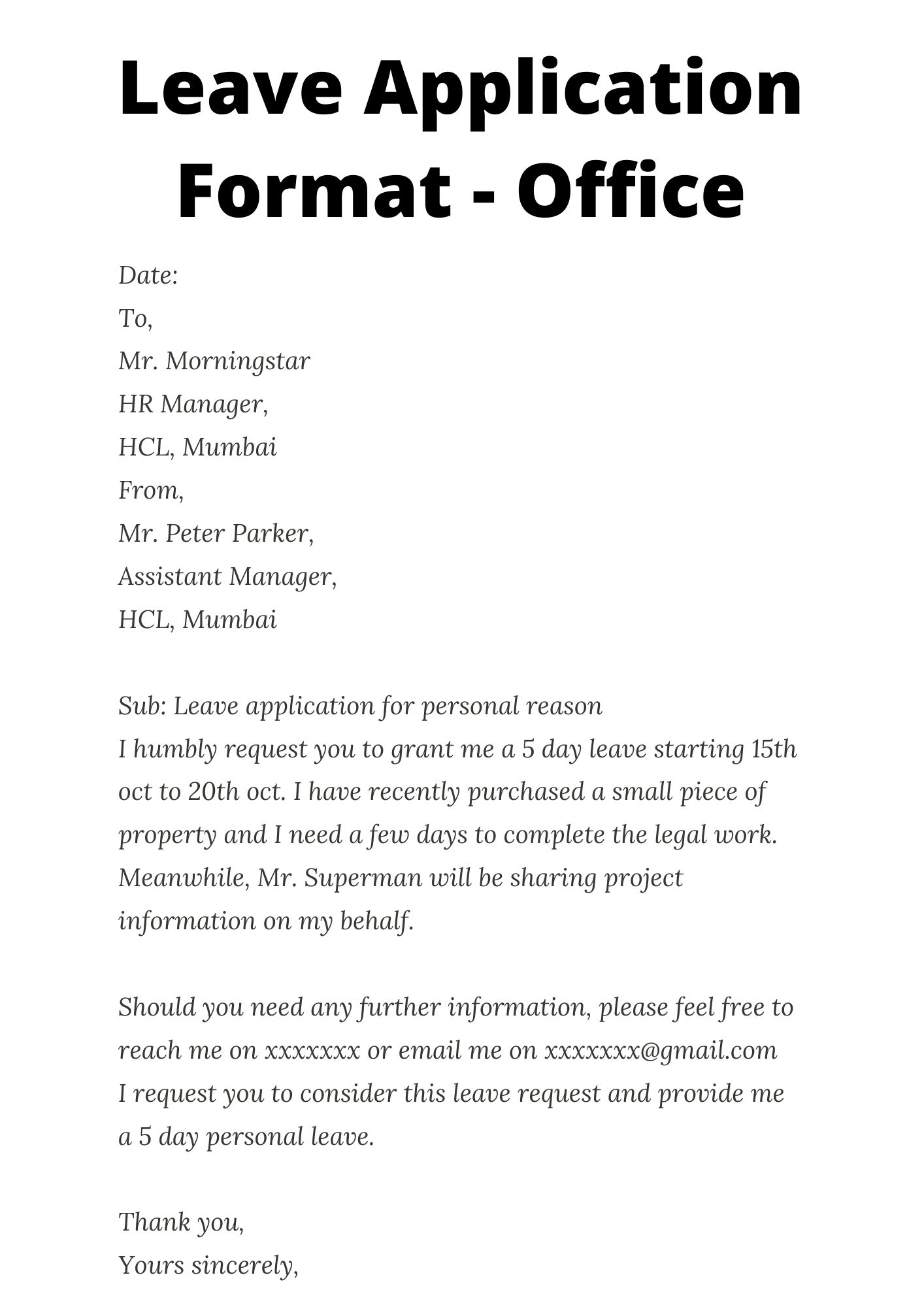 Employee Leave Of Absence Letter