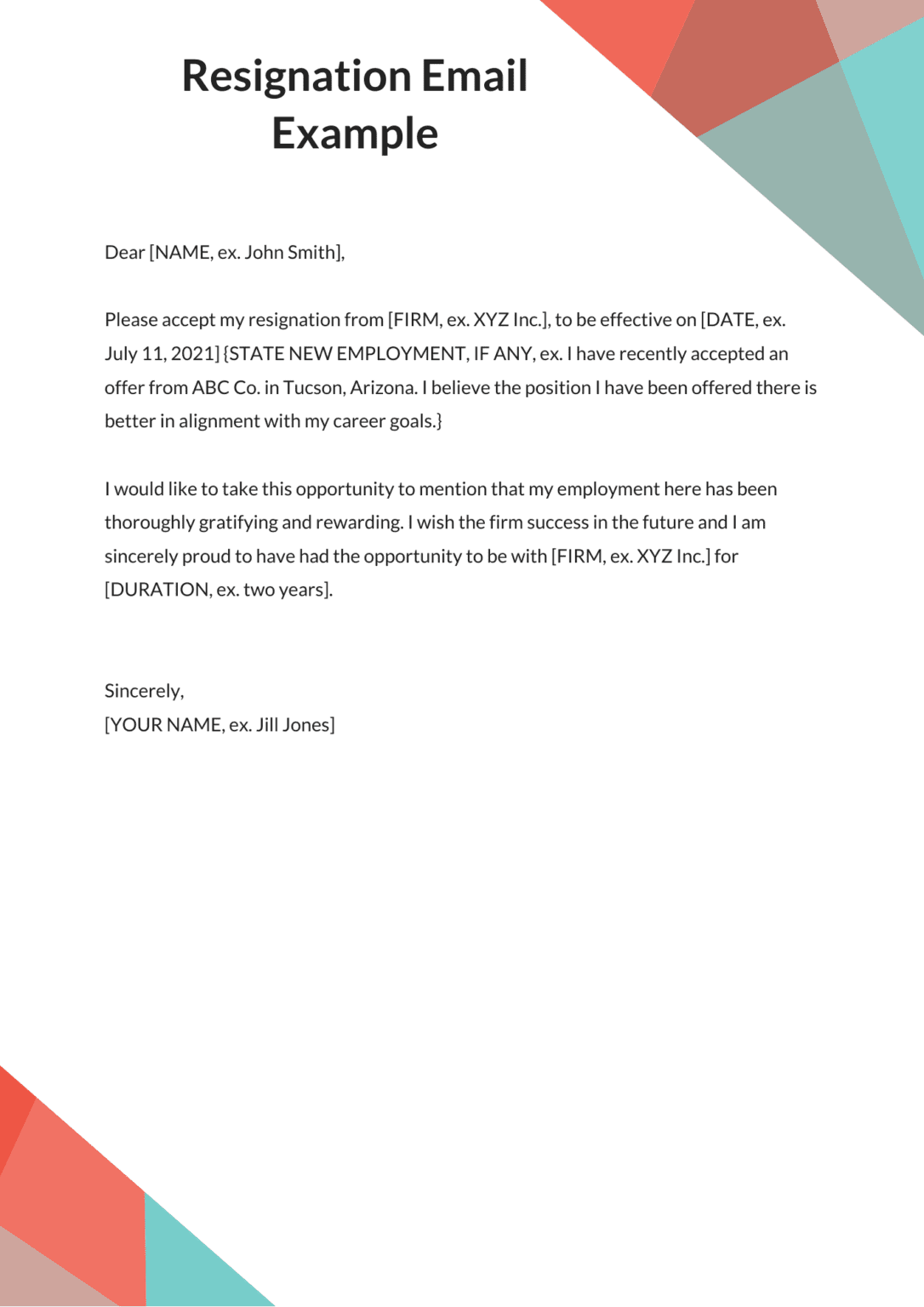 Resignation Email Example With Notice Period and Sample Formats