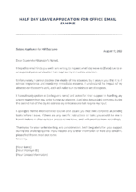 How To Write a Half Day Leave Application for Office Sample Email
